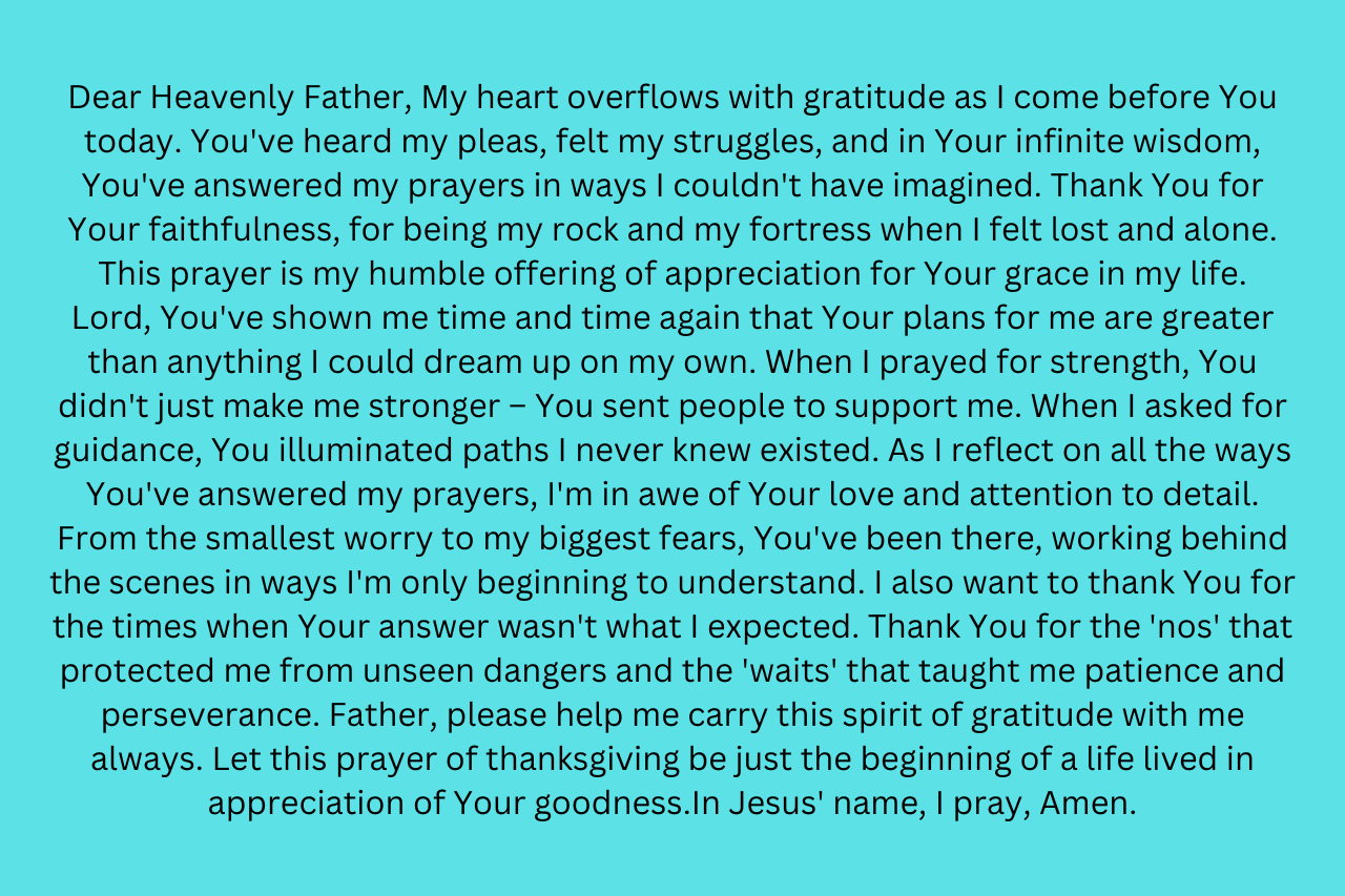 Powerful Prayer for Thanking God for Answered Prayers: A Thanksgiving Guide